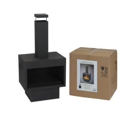 Ambiance Black Fireplace With Ash Catcher 113 x 56 x 38 cm - Makhsoom
